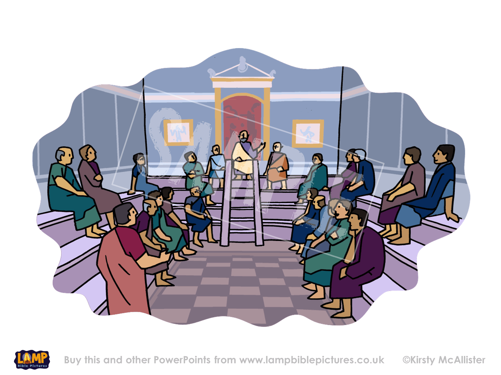 In the lecture hall of Tyrannus - Lamp Bible Pictures